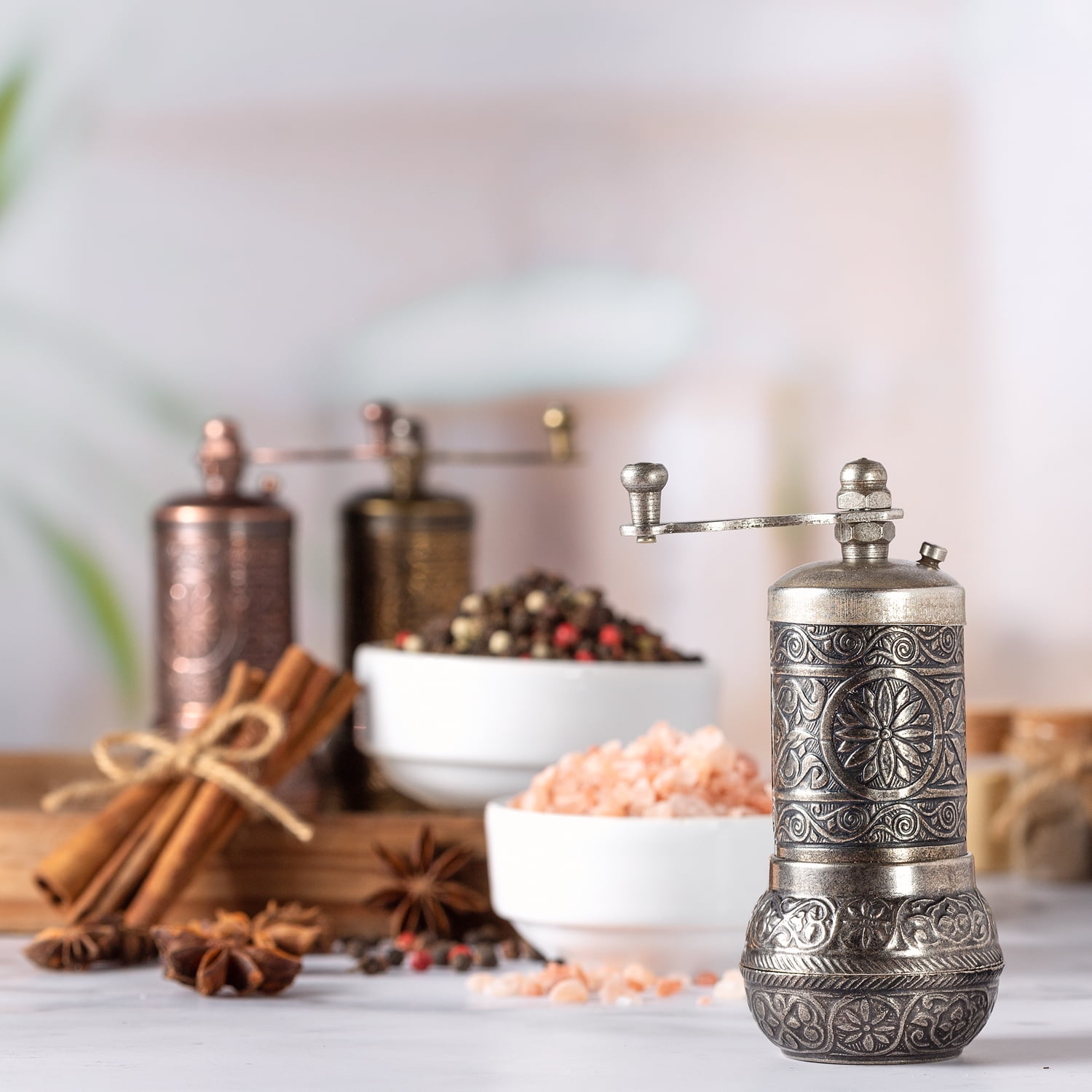 Black Pepper Grinder, Refillable Turkish Spice Mill with Adjustable ... Black Pepper Grinder, Refillable Turkish Spice Mill with Adjustable ...