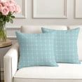 Blue Checkered Pillow Covers Set of 2, Modern Minimalist Geometric Grid ...