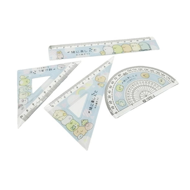 Ruiboury 4 Pieces/Set Cartoon Drawing Ruler Triangular Protractor ...