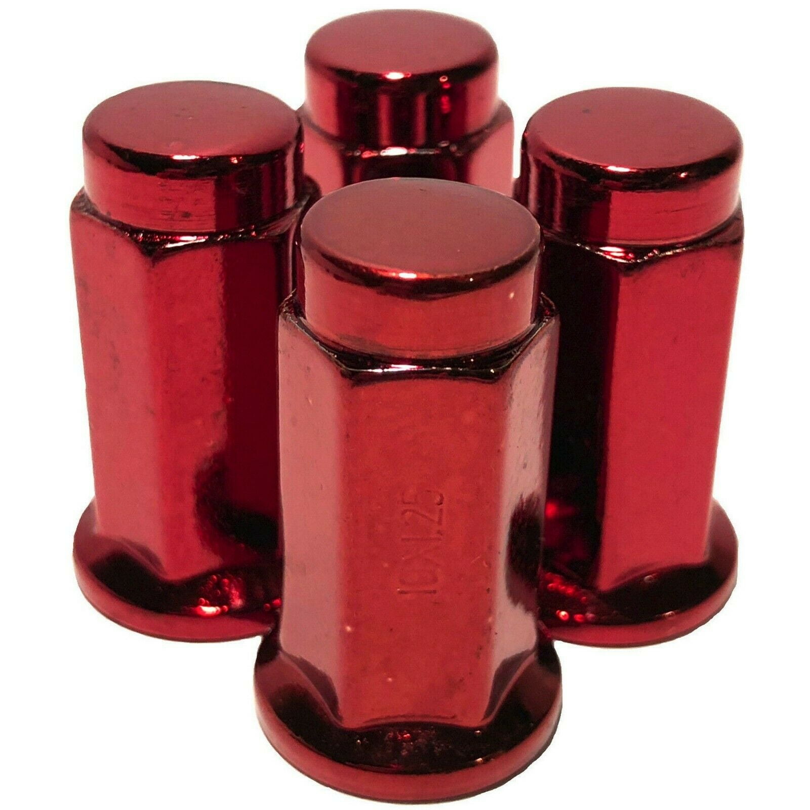 4 Red 10x1.25 Flat Base Lug Nut Set 14mm Hex ATV UTV Kodiak Banshee ...