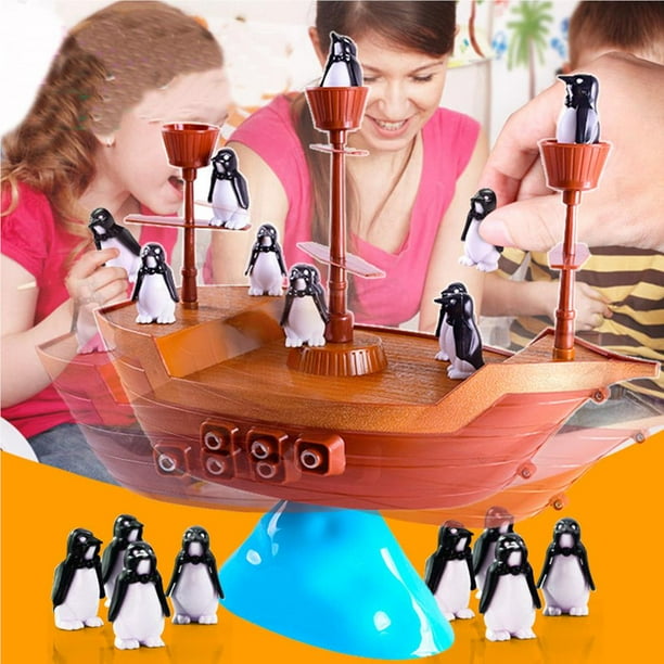 Kids Desktop Pirate Boat Puzzle Toys Board Game Balance The Penguin ...