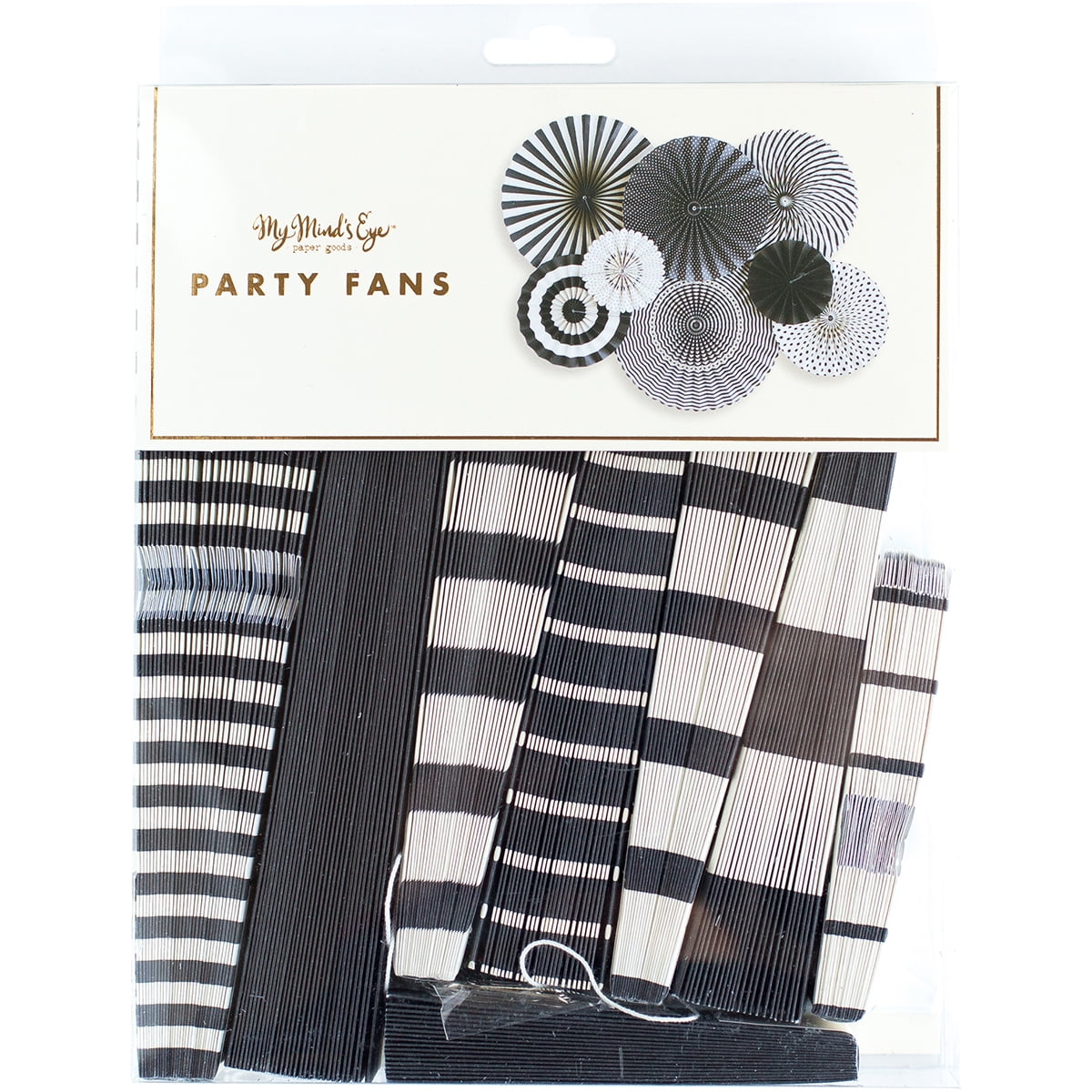 Black & White Party Fans 8/Pkg- - Walmart.com