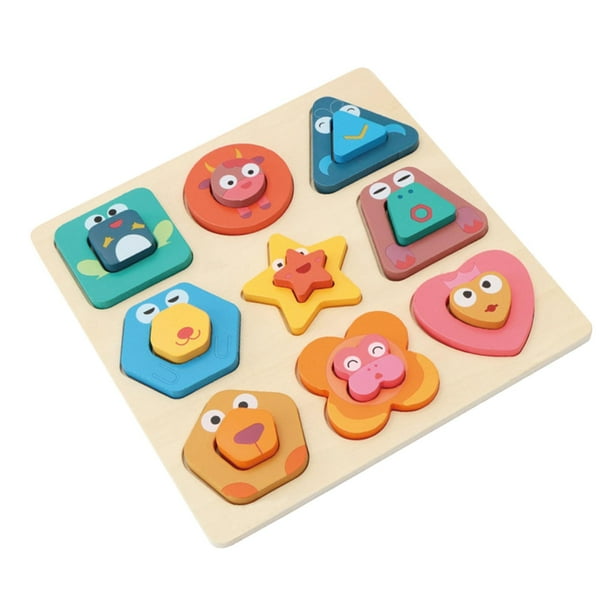 Wooden Geometric Shape Pegged Puzzle with Board, Color Cognitive ...