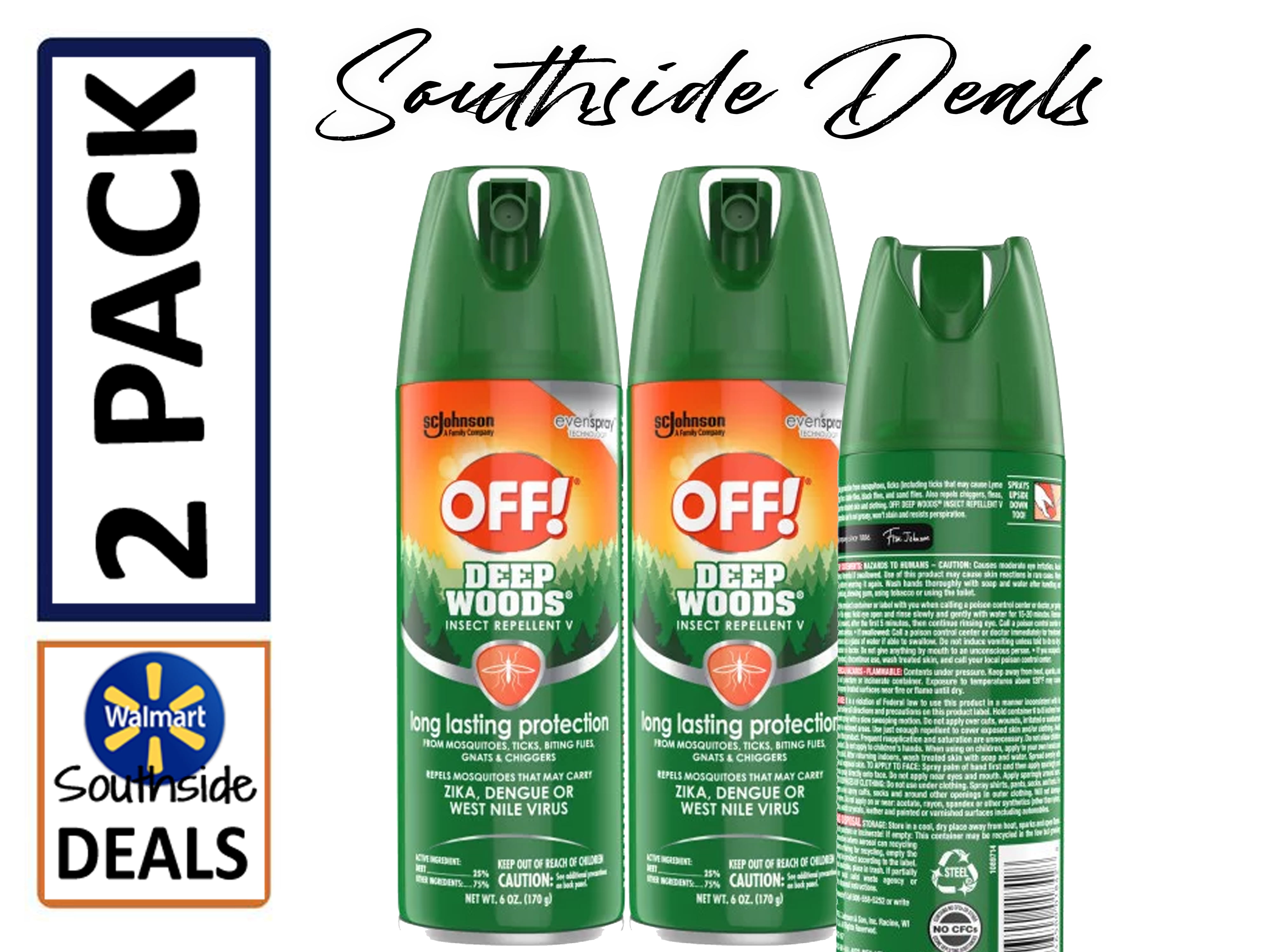 OFF! Deep Woods Insect Repellent V, 6 oz, Pack of 2 - Walmart.com