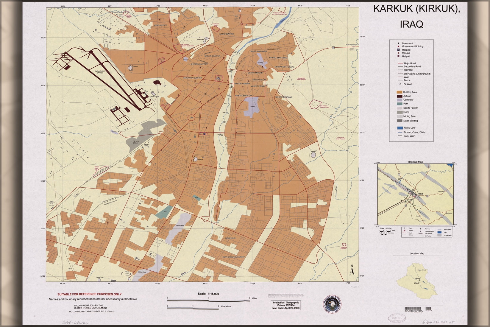 24"x36" Gallery Poster, map of Karkuk Kirkuk, Iraq 2003 - Walmart.com