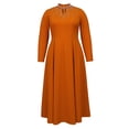 Women'S Elegant Brown Beaded Long Sleeve A-Line Maxi Dress with Mock ...
