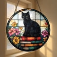 Bookish Cat Suncatcher Window Hanging, Vibrant Stained Glass Style ...