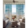 Beach Ocean Blackout Curtains 84 Inch Length Abstract Gradient Teal ...
