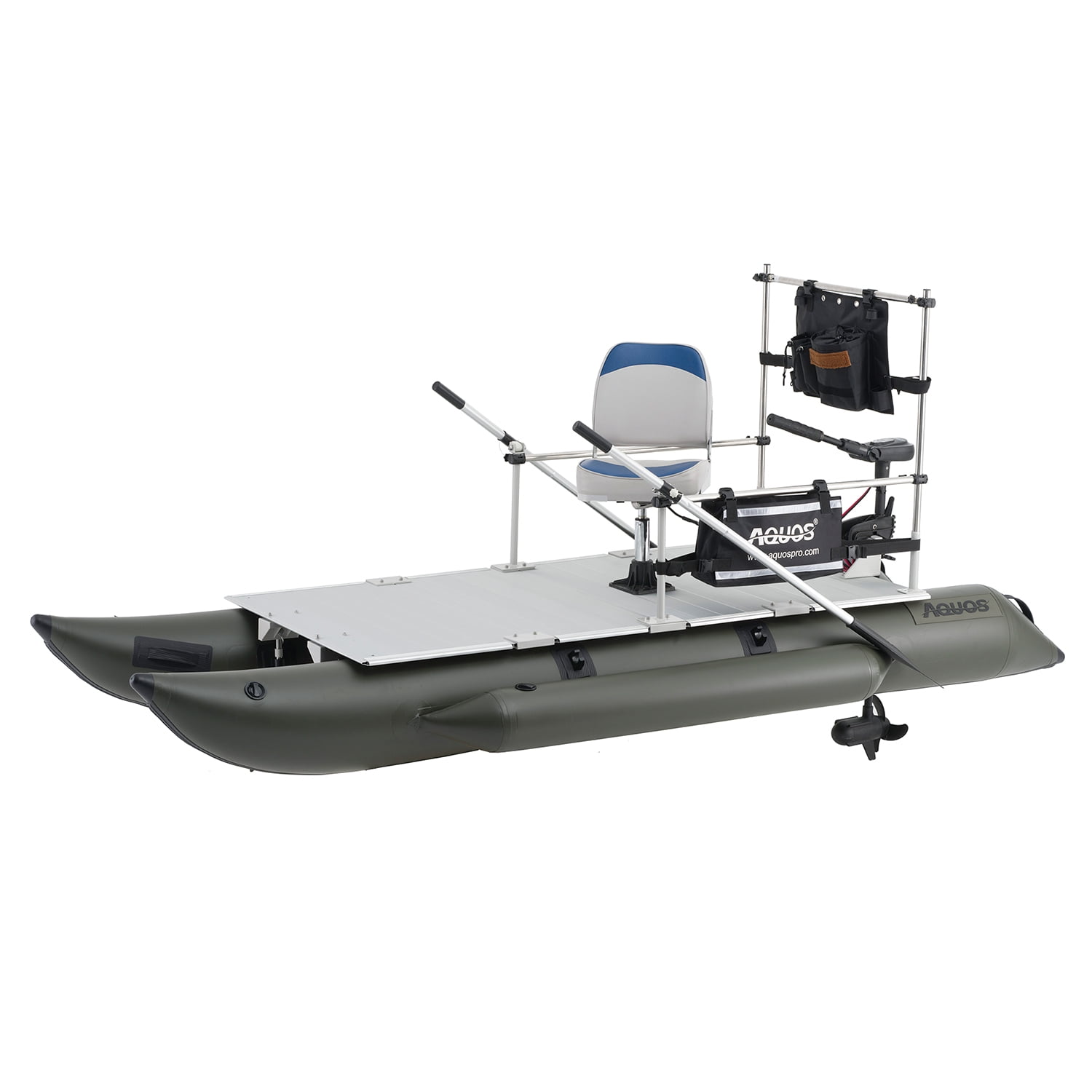 AQUOS 12.5ft Inflatable Pontoon Boat with Haswing 12V 65LBS Transom ...