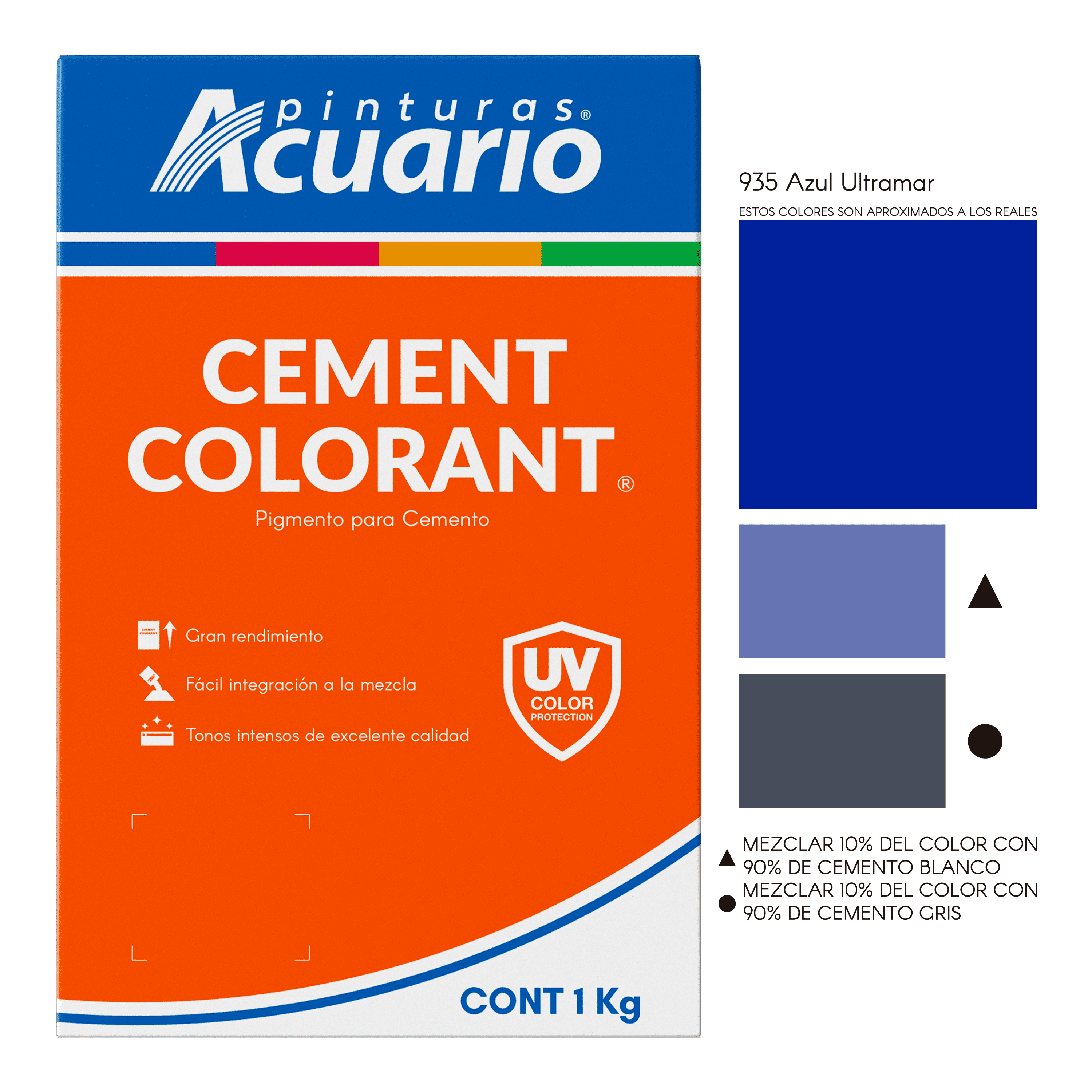 Pigmento Para Cemento Pinturas Acuario Cement Colorant 1 Kilo Azul ...
