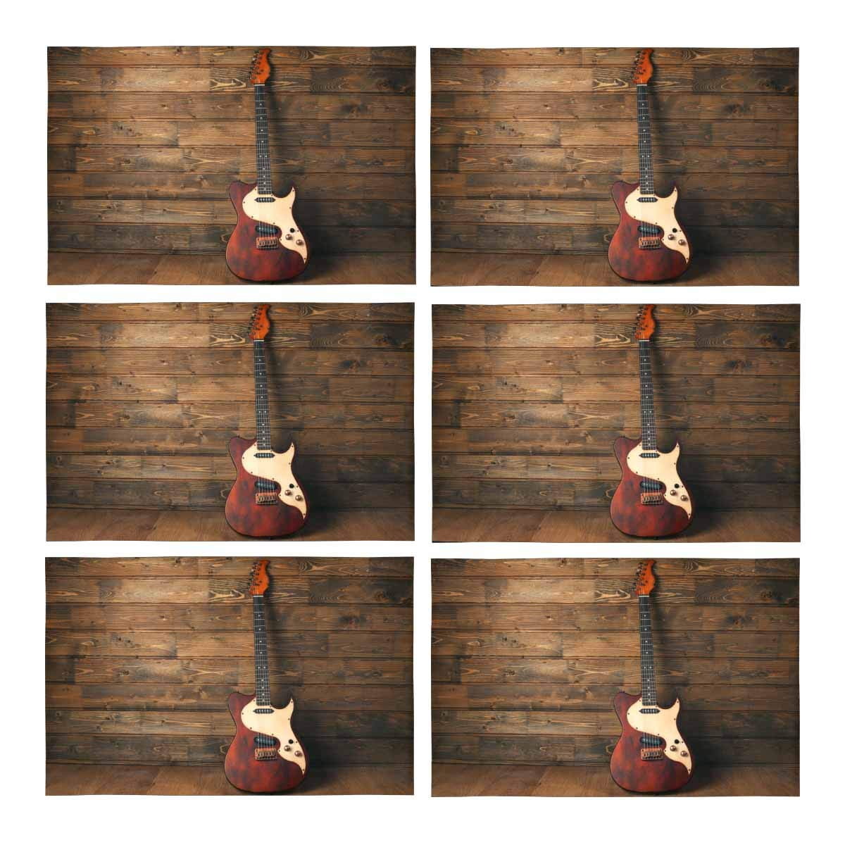 MKHERT Musical Instrumet Electric Guitar On Wooden Placemats Table Mats ...