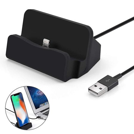 Iphone Desktop Charging Dock Quick Charging Data Sync Stand, Black ...
