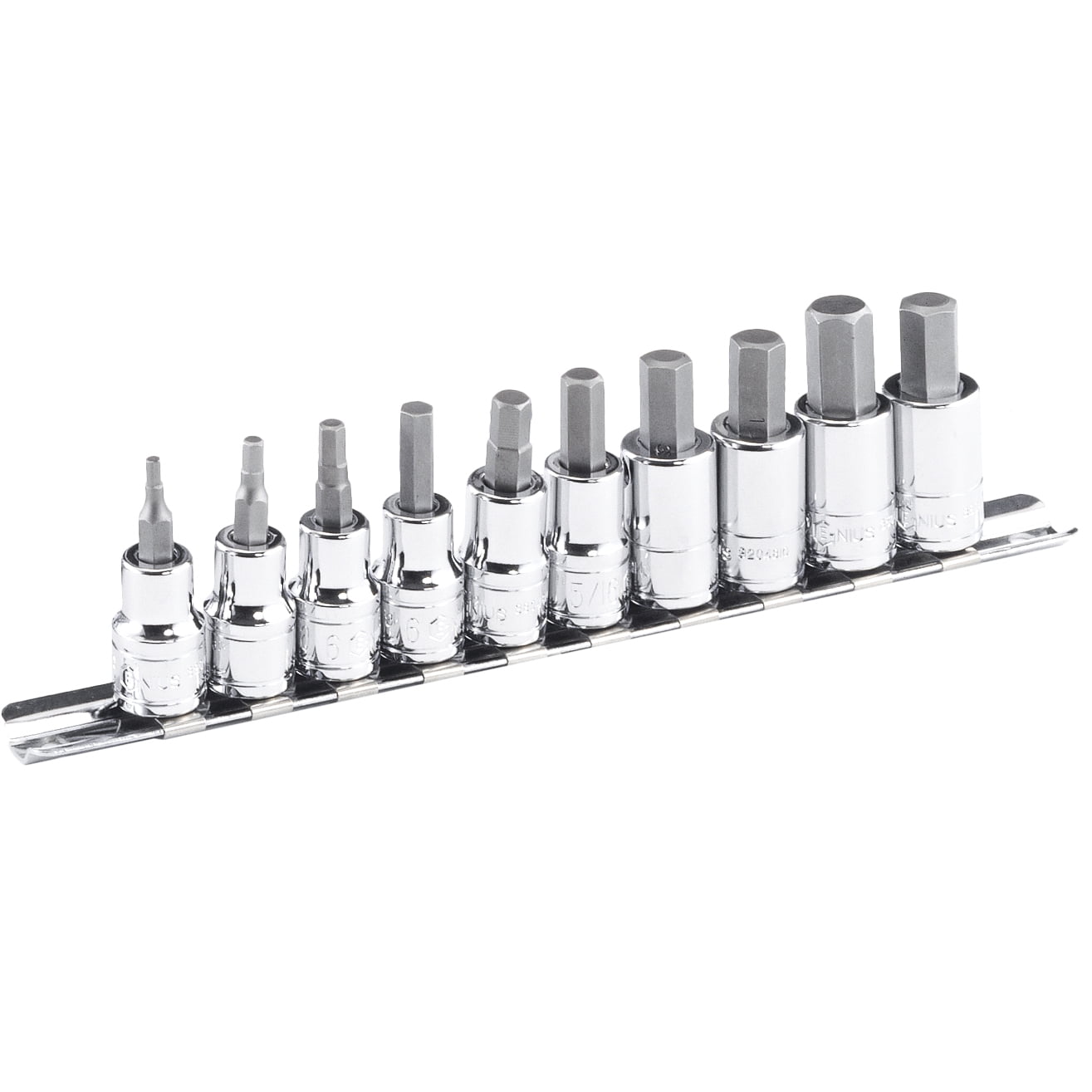 Genius Tools 10 Piece 3/8" Dr. Metric Hex Bit Socket Set - BS-310HM ...