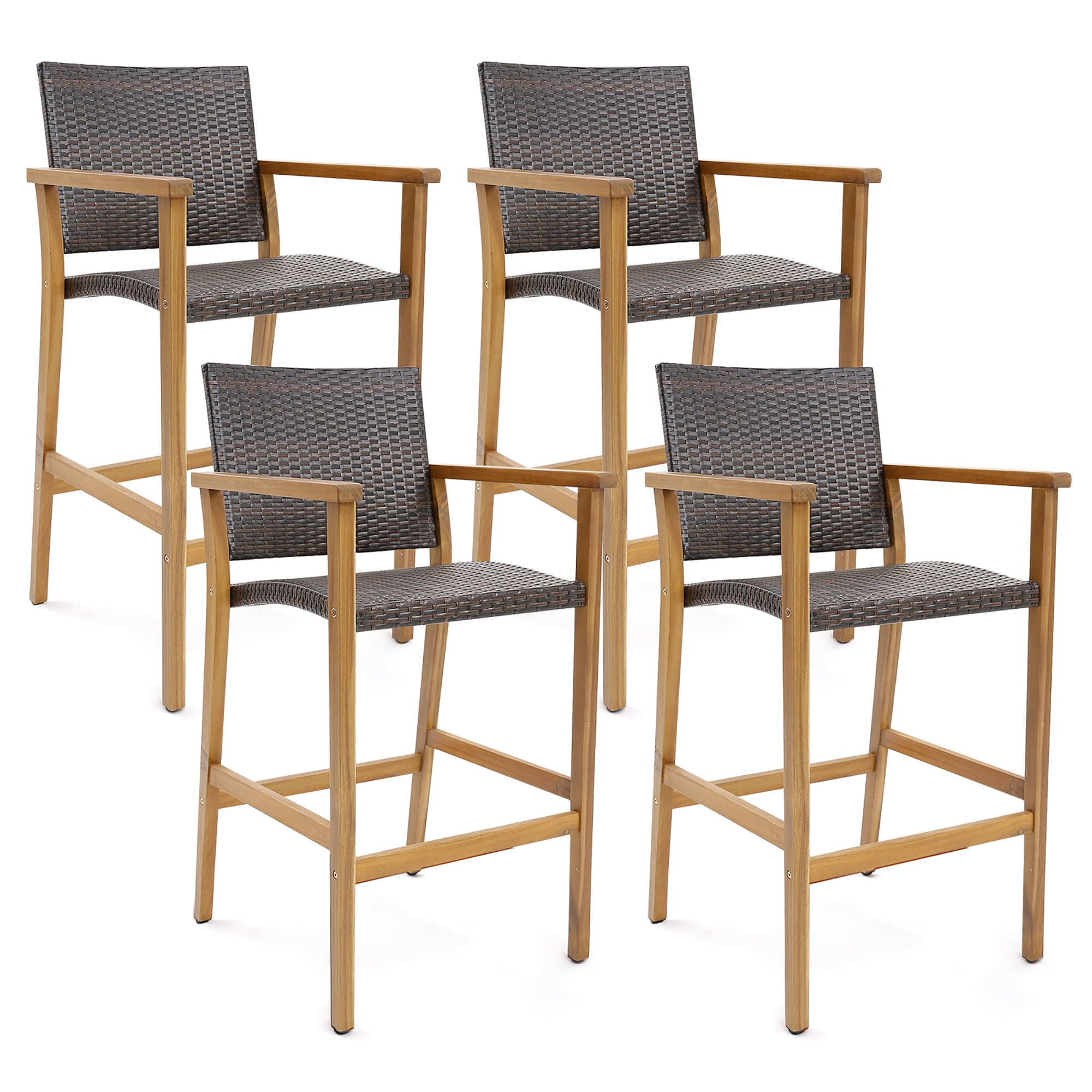 Click here for Gymax Patio Rattan Bar Stool Set Of 4 Outdoor Pe W... prices