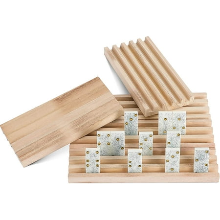 FanShowWooden Domino Rack Set of 6, Classic Wood Domino Trays, Solid ...