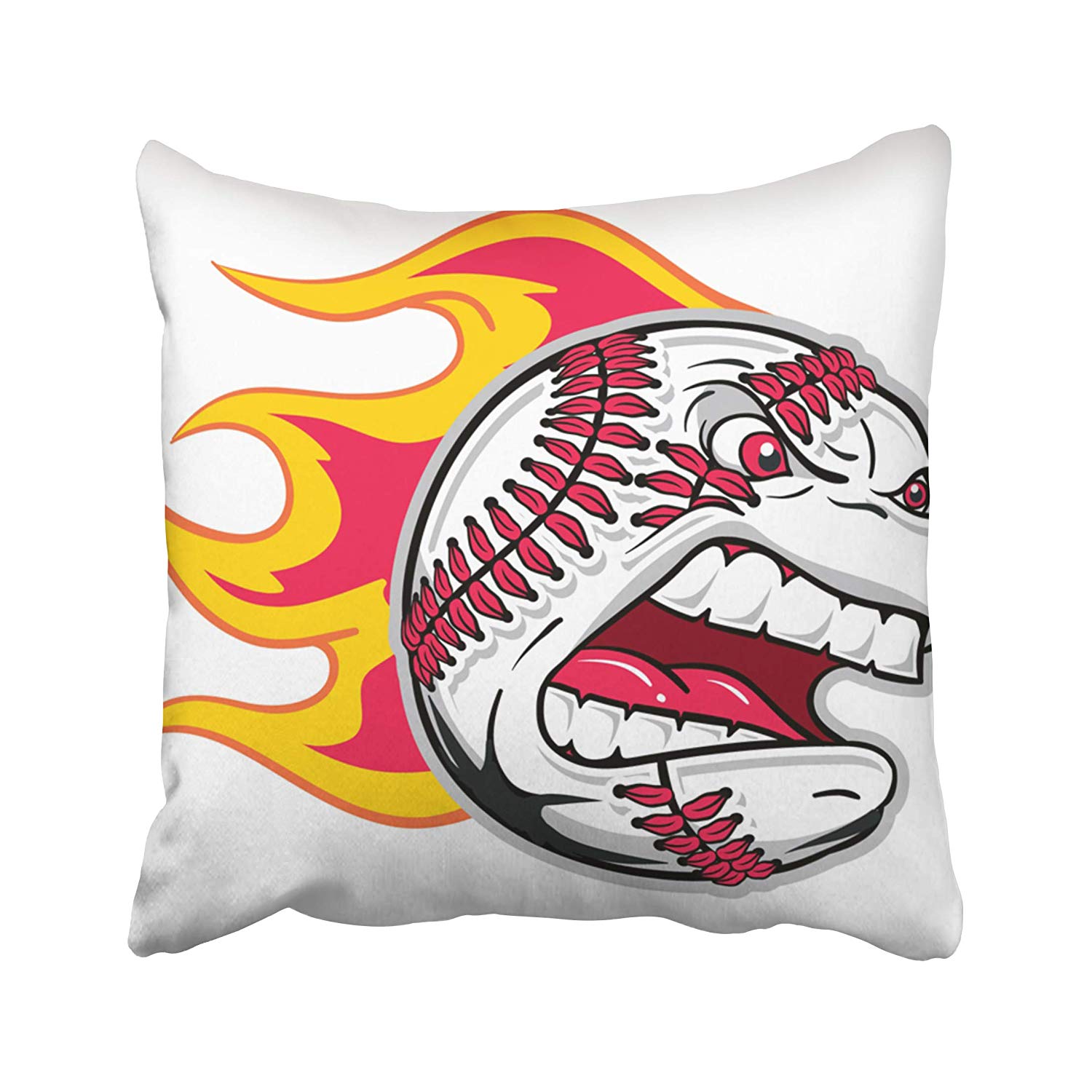 ARHOME Softball Angry Flaming Screaming Baseball Face Cartoon Mean Fire ...