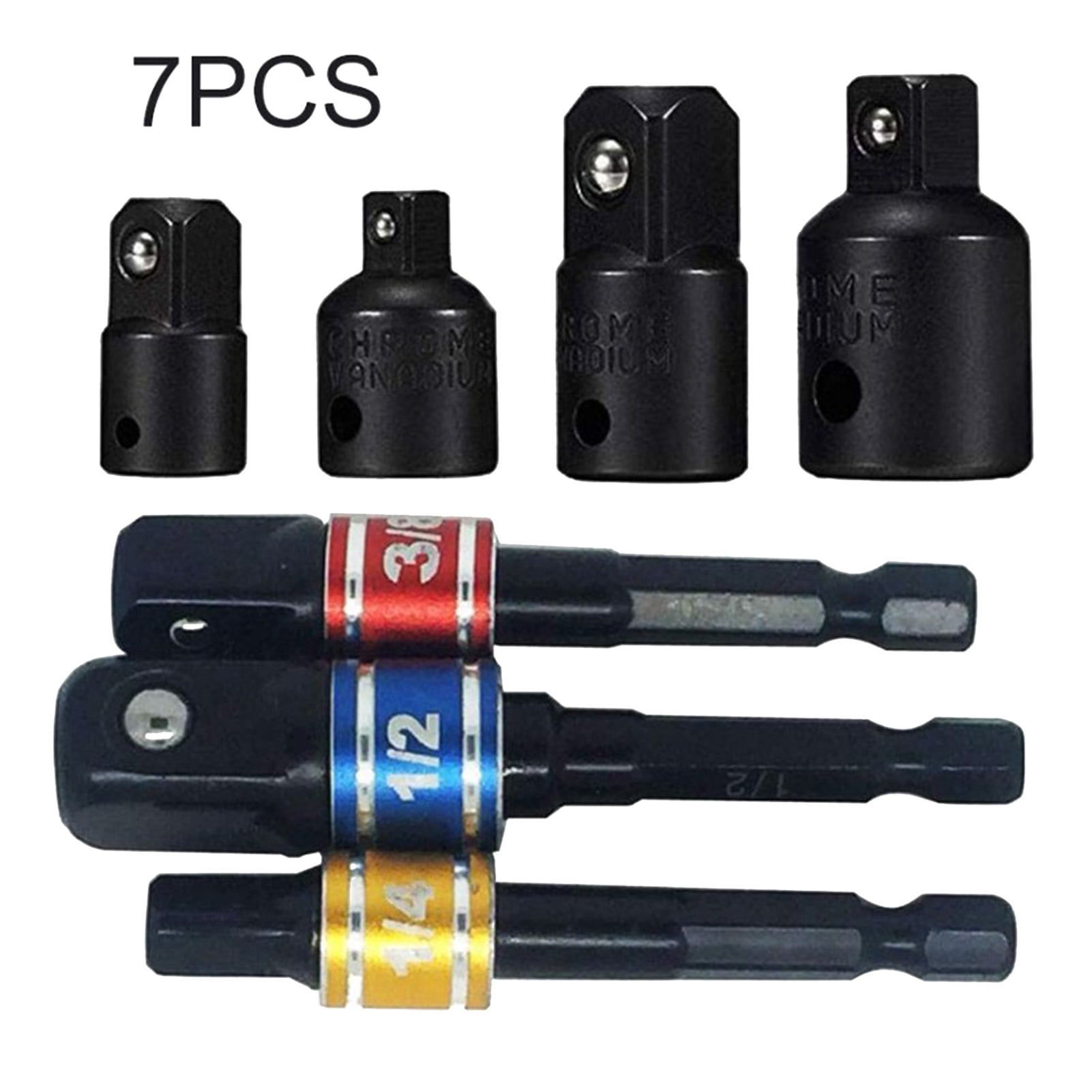 Windfall 7Pcs/Set Black 3/8" 1/4" 1/2" Ratchet Wrench Socket Adapter ...