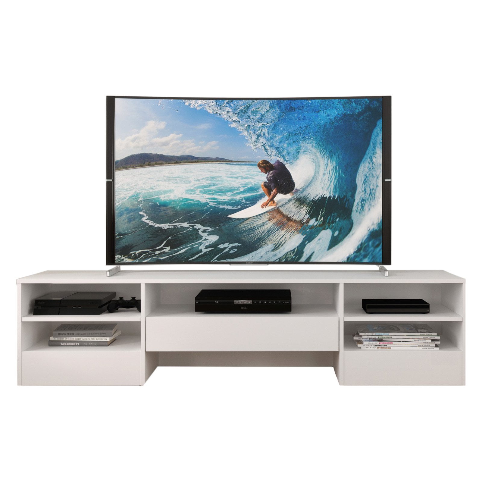 Nexera Modern Rustik TV Stand for TVs up to 80 inches, White - Walmart.com