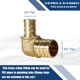 5 Pcs XFITTING Pex 3/4 Inch x 1/2 Inch Pex Reducing Elbow Crimp Fitting, 25-4-7=5X - Walmart.com