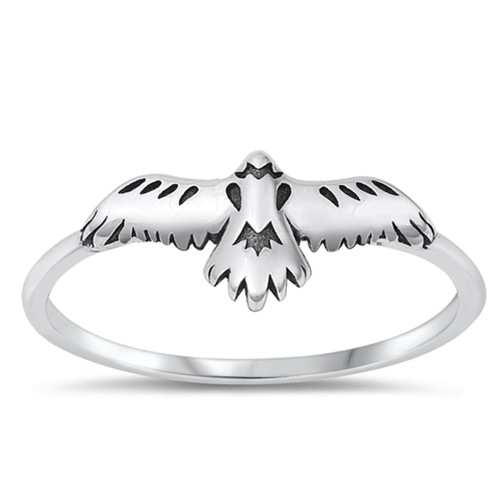 Beautiful Hawk Eagle Raptor Ring .925 Sterling Silver Band Jewelry ...
