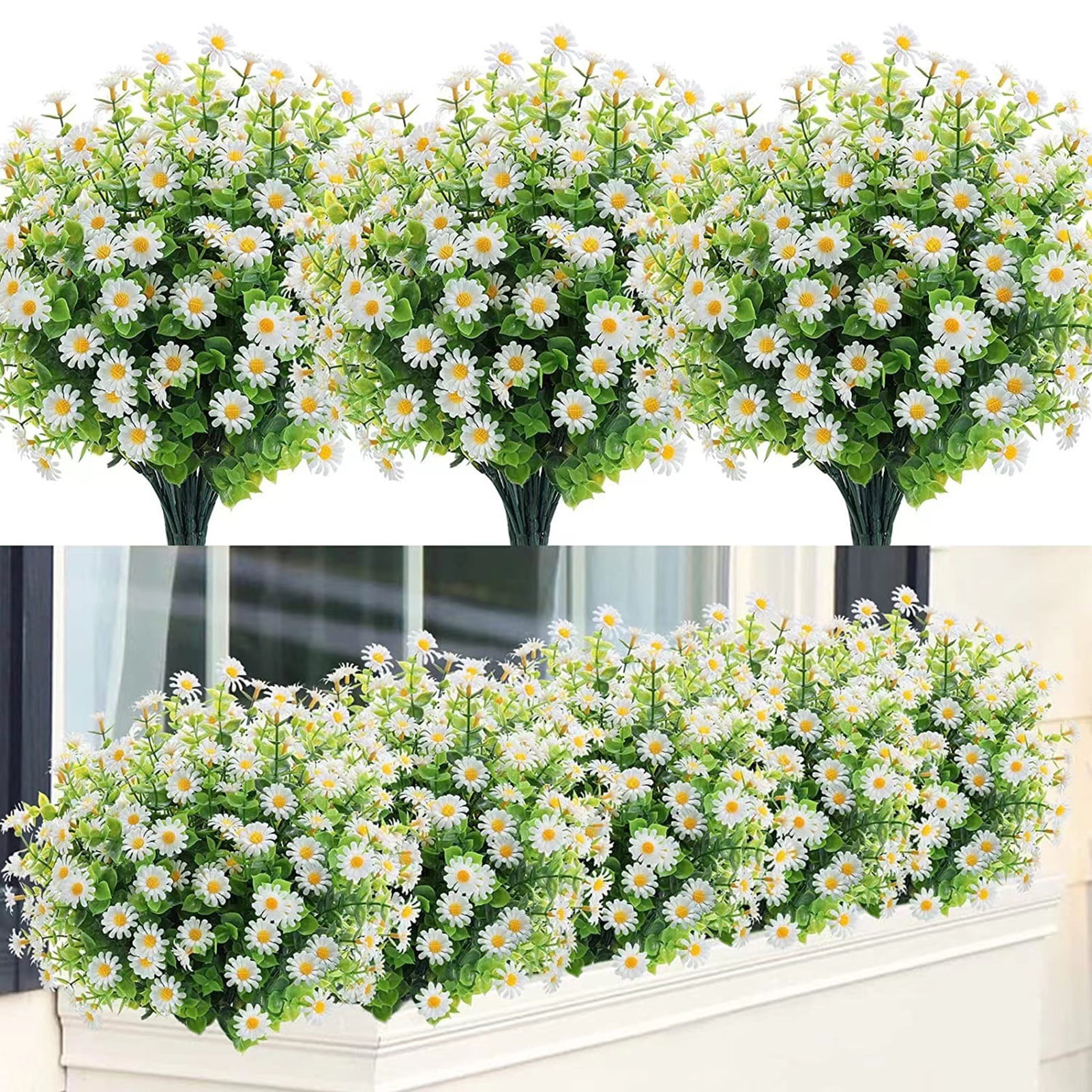 Washranp 5Pcs Artificial Flower Outdoor,UV Resistant No Fade Plastic ...