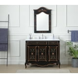Benton Collection 42" Black Hand-Painted Floral Bathroom Vanity with 3 ...