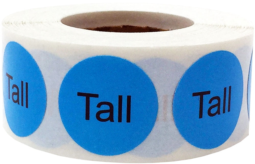 Blue with Black Tall Clothing Size Stickers, 3/4 Inch Round, 500 Labels ...