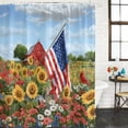 4th of July Farmhouse Bathroom Shower Curtains with 12 Hooks Polyester ...