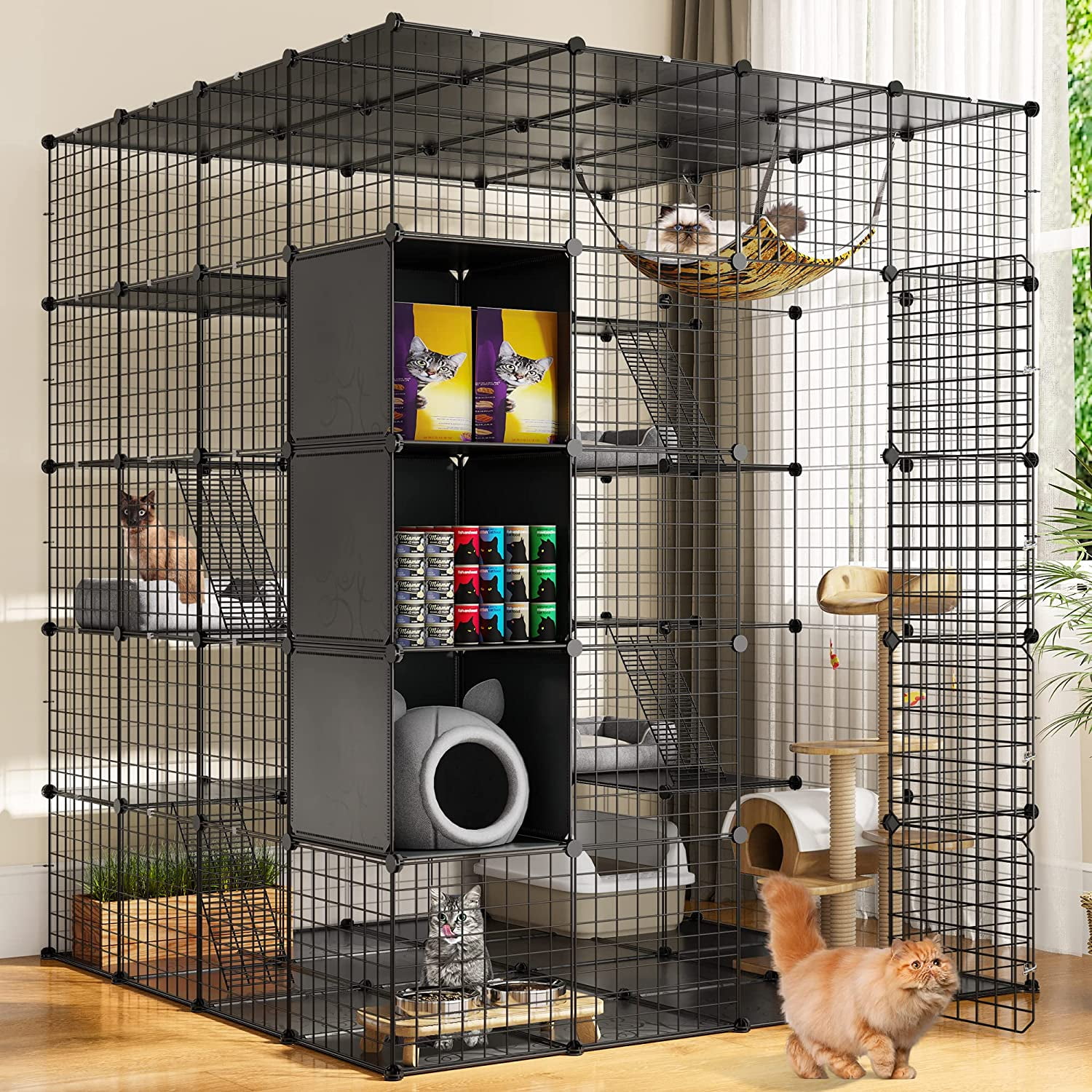 YITAHOME Cat Cage Indoor Large with Storage Cube DIY Outdoor Catio Cat ...