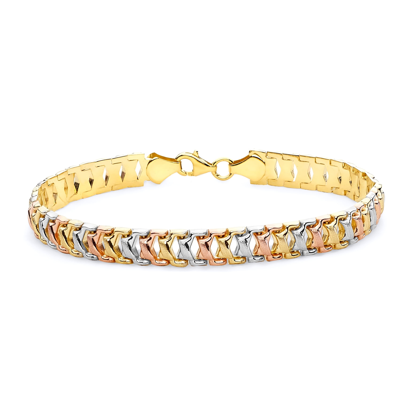 Wellingsale 14k Tri 3 Color Gold Polished Stampato Bracelet - 7.25 ...