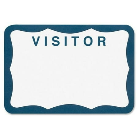 Business Source Blue Border Self-stick Visitor Labels - "Visitor" - 2 1 ...