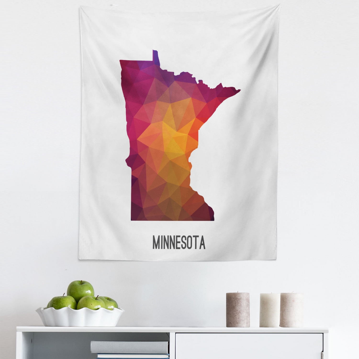 Minnesota Tapestry, Low Poly Effect Minnesota State Map Silhouette in ...