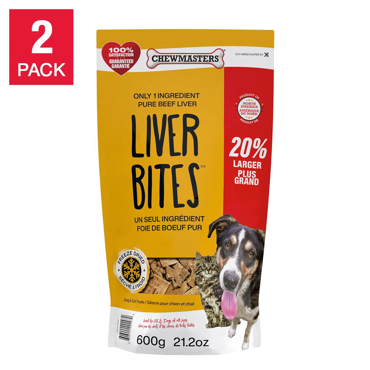 Chewmasters Freeze Dried Beef Liver Bites Dog Treats, 2 x 600g (21.1 oz ...