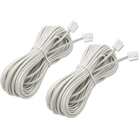 33 Feet RJ11 6P4C Telephone Landline Extension Cord Line Phone Straight ...