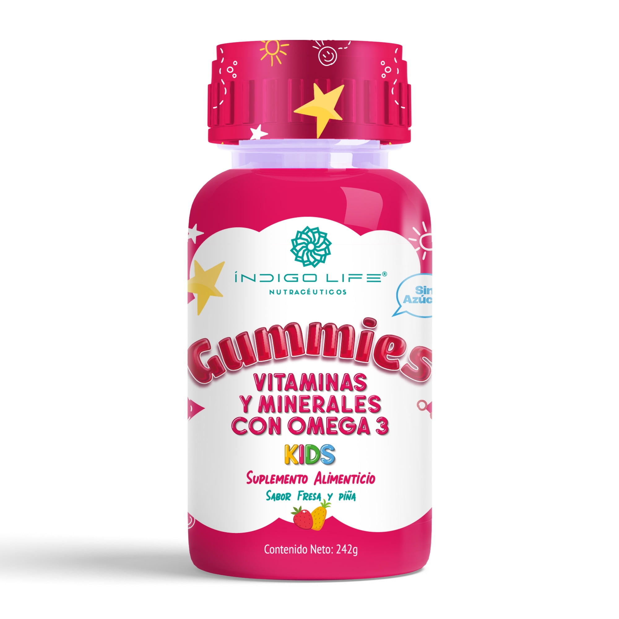 Indigo Life Gummies Kids Vitaminas y Minerales con Omega 3 Sabor Fresa y Piña 242 gr INDIGO LIFE ...