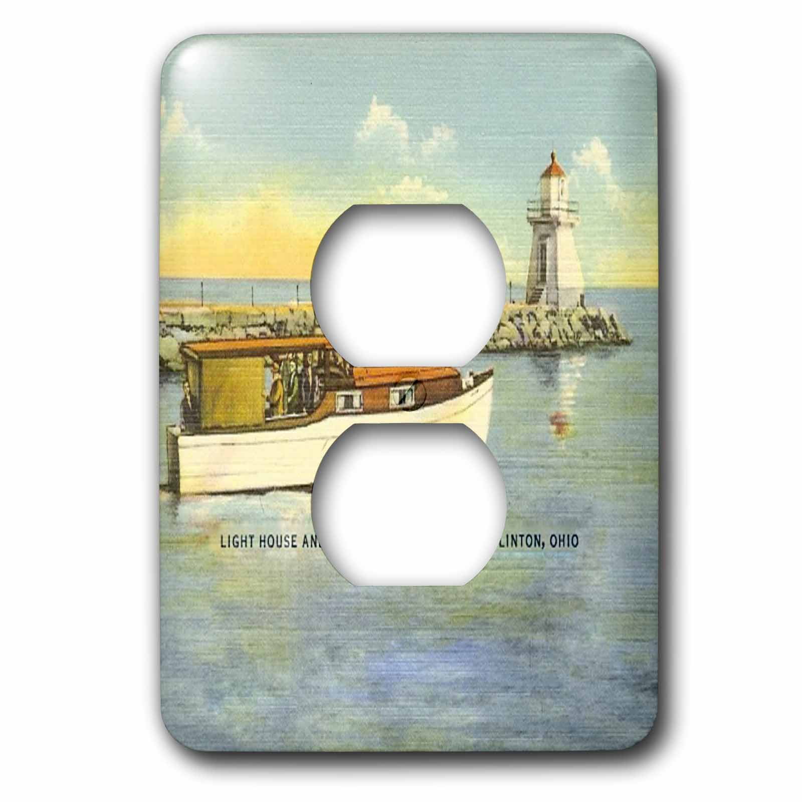 Port Clinton Lighthouse Looking Over Lake Erie (Vintage) 2 plug outlet ...