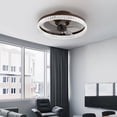 20 Inch Brown Flush Mount Ceiling Fan With LED Light 21dB Silent 6 ...