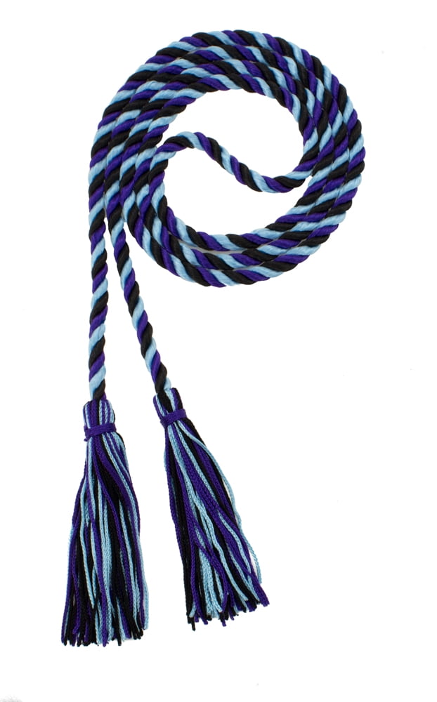 Graduation Honor Cord - BLACK / PURPLE / LT BLUE - Every School Color ...