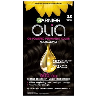 Garnier Olia Oil Powered Permanent Hair Color, 3.0 Darkest Brown ...