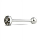 Jiaroswwei 6Pcs Mixed Leopard Ball Barbell Bar Tongue Ring Stainless ...