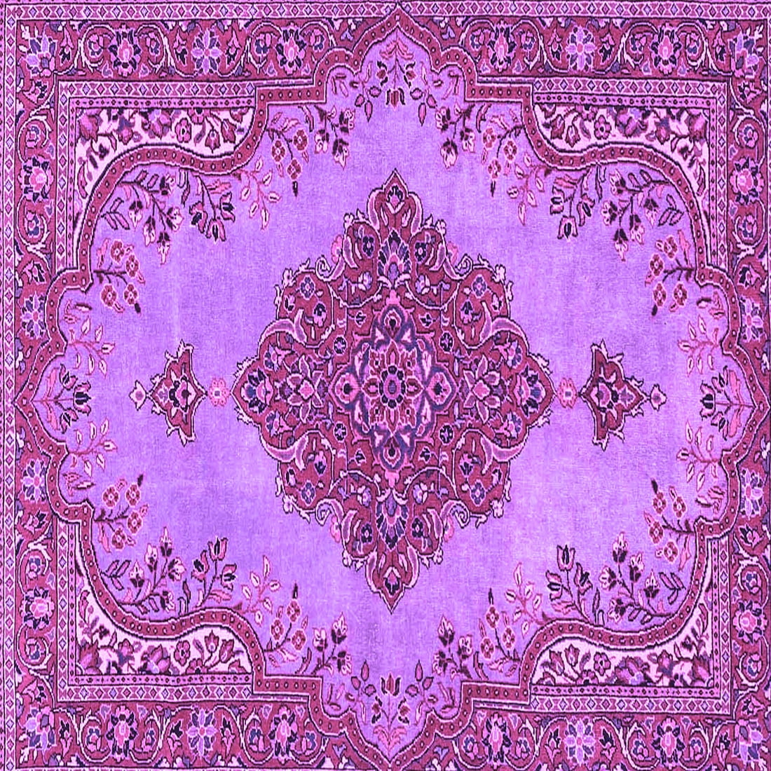 Ahgly Company Indoor Square Persian Purple Traditional Area Rugs, 6 ...