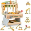 Kids Tool Bench Set, Wooden Tool Workbench for Toddlers, Pretend Play and DIY Learning Toy for ...