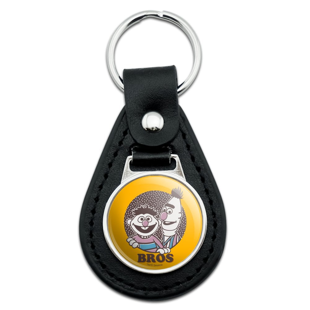 Black Leather Sesame Street Bert and Ernie Bros Keychain - Walmart.com