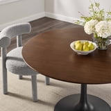 48 Inch Dining Table, Brown Black, Wood, Metal Steel, Round, Mid ...