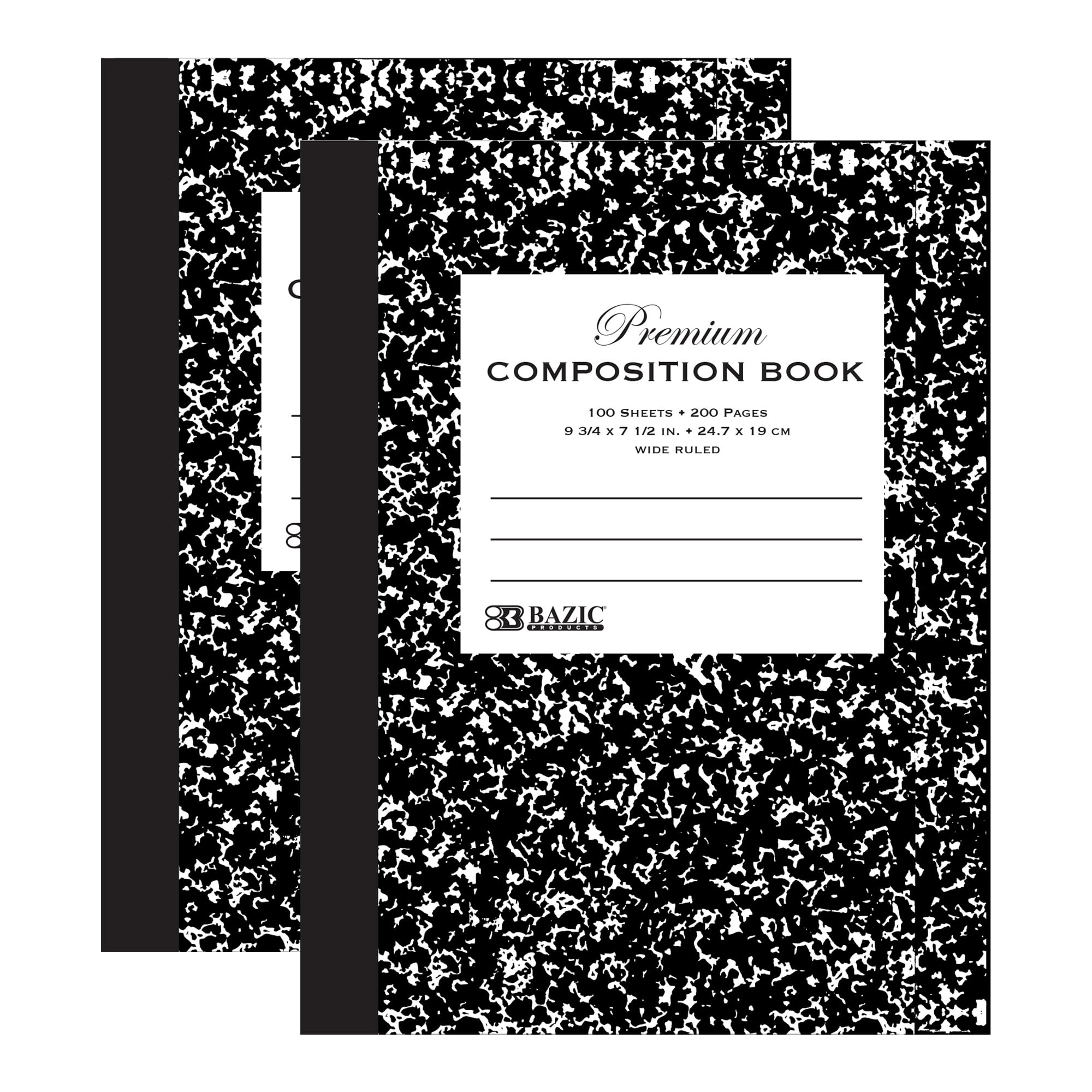 BAZIC Composition Book Wide Ruled 100 Sheet, Premium Black Marble ...