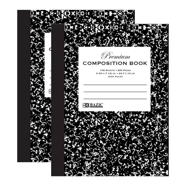 BAZIC Composition Book Wide Ruled 100 Sheet, Premium Black Marble ...