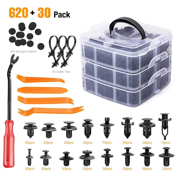 LineYDI 650PCS Car Retainer Clips & Plastic Fasteners Kit with Fastener ...