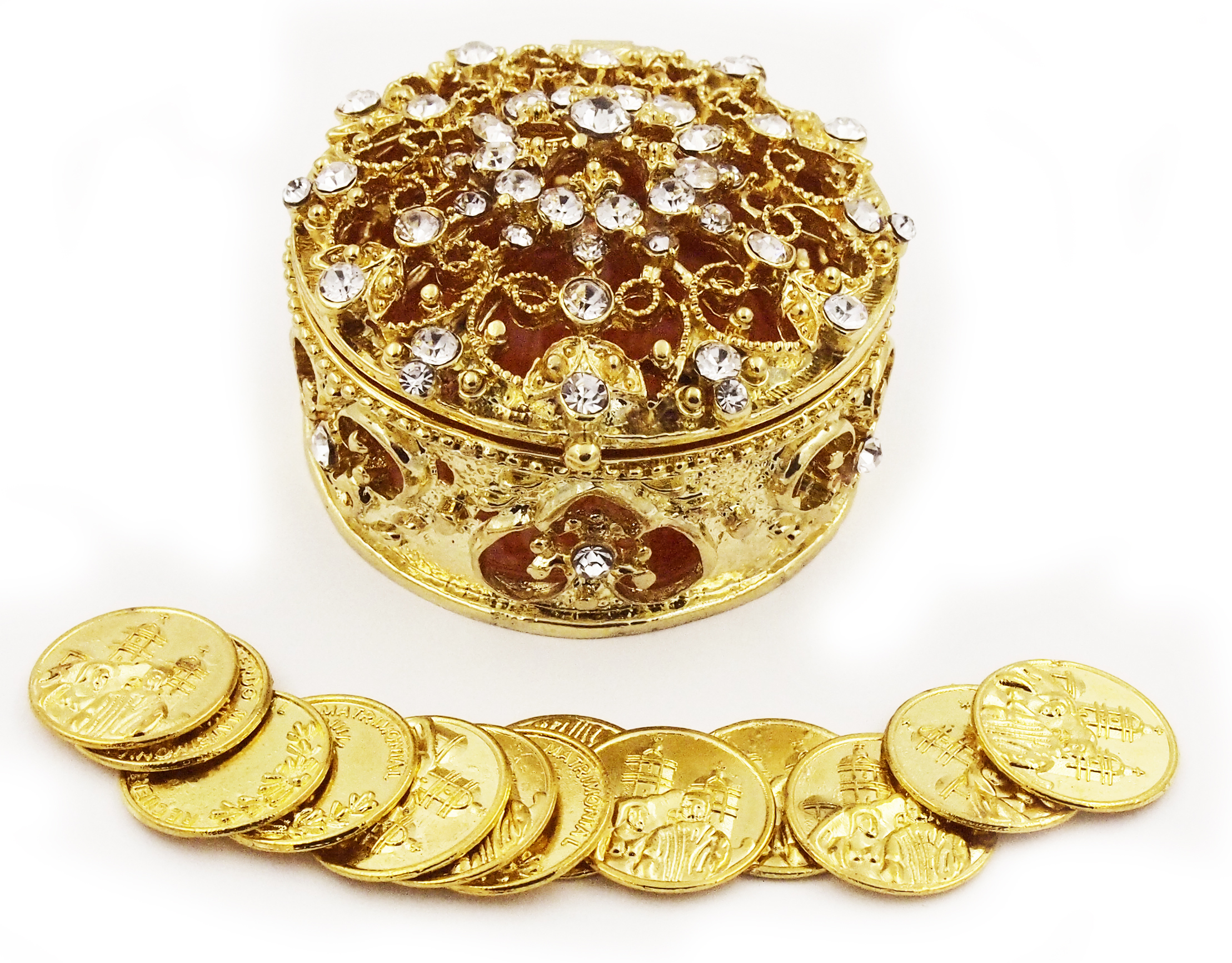 JOICE Gold Round Rhinestone Wedding Arras Box Set with Unity Coins GR02 ...