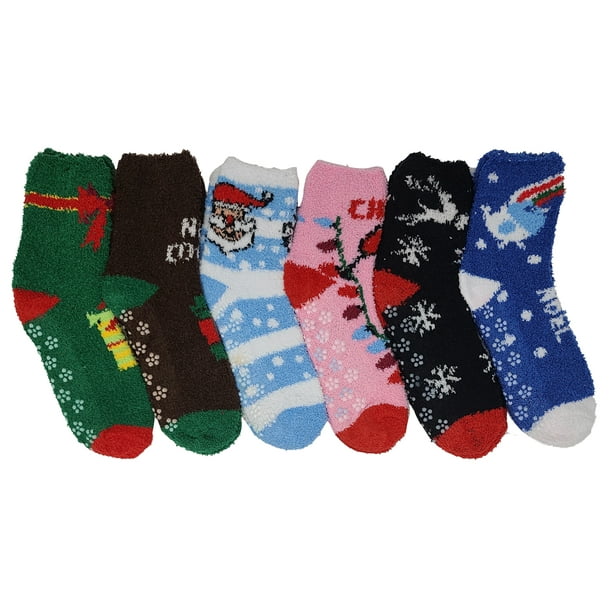 6 Pairs Women Supper Soft Warm Cozy Fuzzy Christmas Assorted Fancy ...