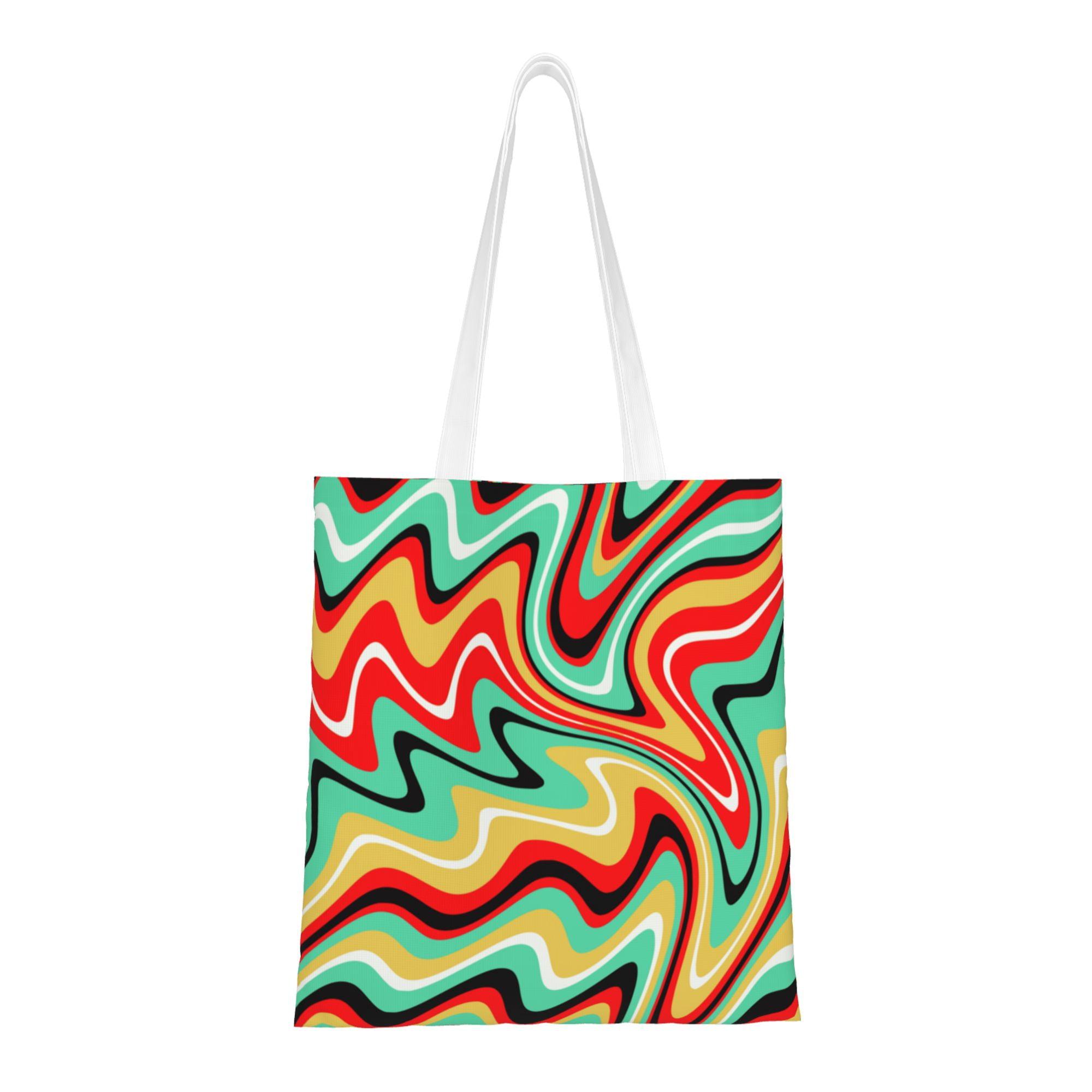 DouZhe Reusable Grocery Bags, Psychedelic Waves Curved Lines ...
